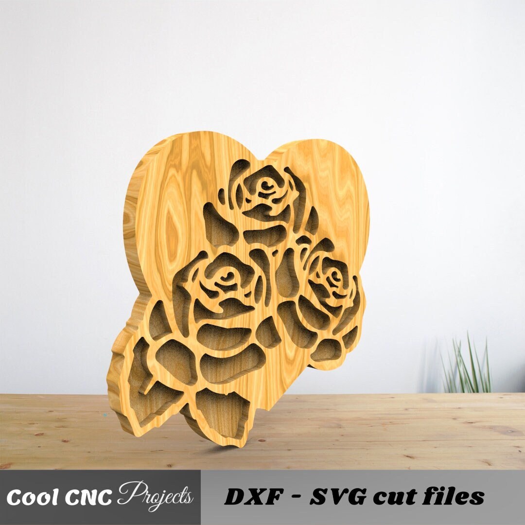 Roses Inside A Heart Romantic Gift for Valentine's Day CNC Files for ...