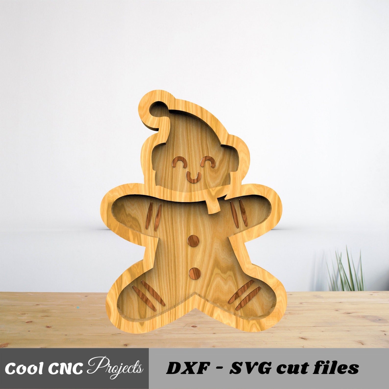 Gingerbread Man Tray for Christmas CNC Files for Wood dwg Cdr - Etsy
