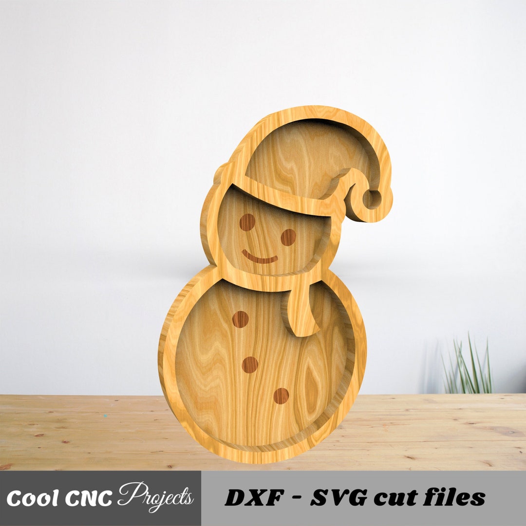 Snowman Serving Tray CNC Files, Christmas Wood Project (svg, Dxf, Pdf ...