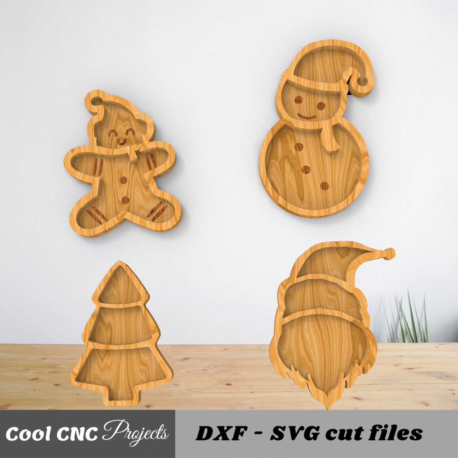 Christmas Tray CNC Files: Woodworking Project, 4 Designs (digital ...