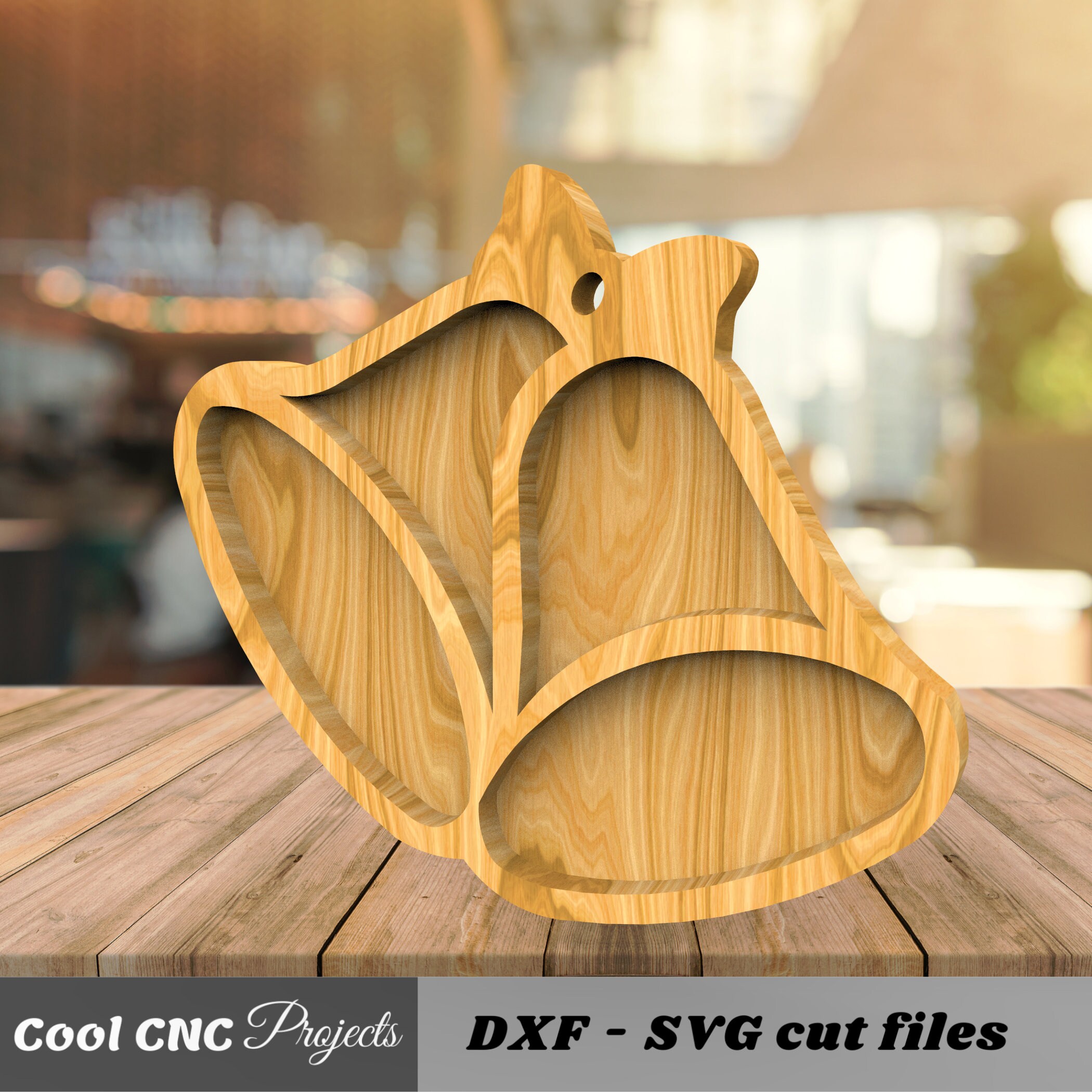 CNC File for Wood Christmas Bells Serving Plate (dwg Cdr Dxf Svg Eps ...