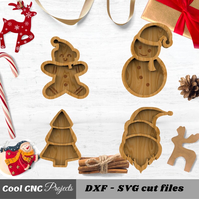 Christmas Tray CNC Files: Woodworking Project, 4 Designs (digital ...