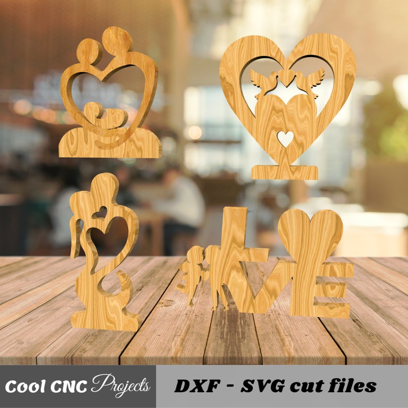 Valentines Day Pack CNC Files for Wood 4 Designs (dwg Cdr Dxf Svg Eps ...