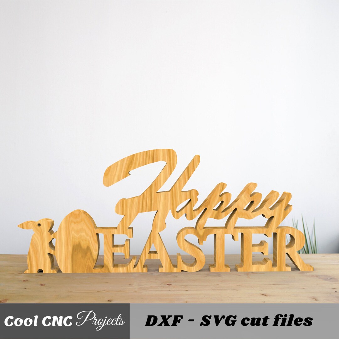 Happy Easter Sign CNC Files for Wood CNC File CNC Router File (dwg Cdr ...