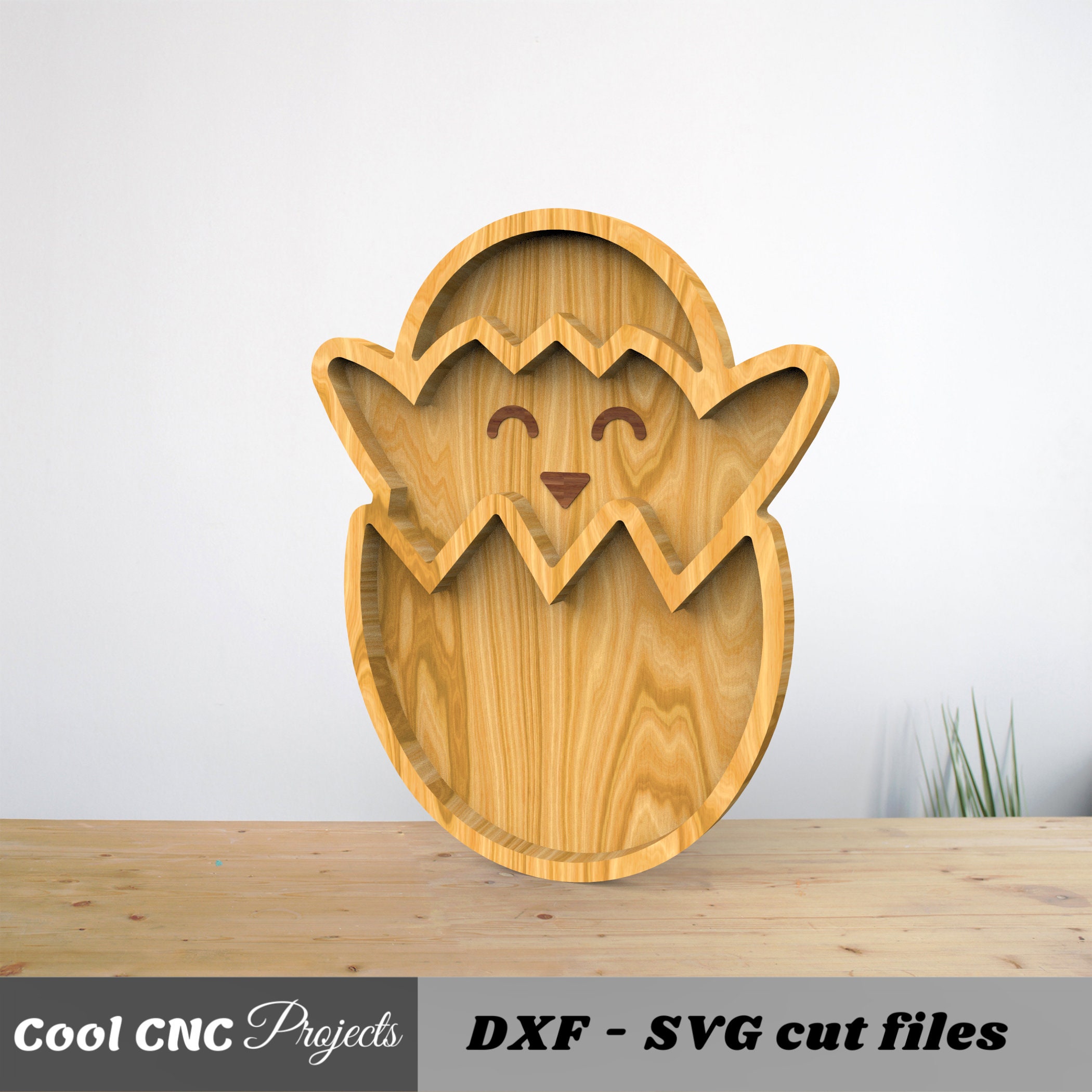 Easter Chick 2 Serving Plate CNC Files for Wood CNC File CNC | Etsy