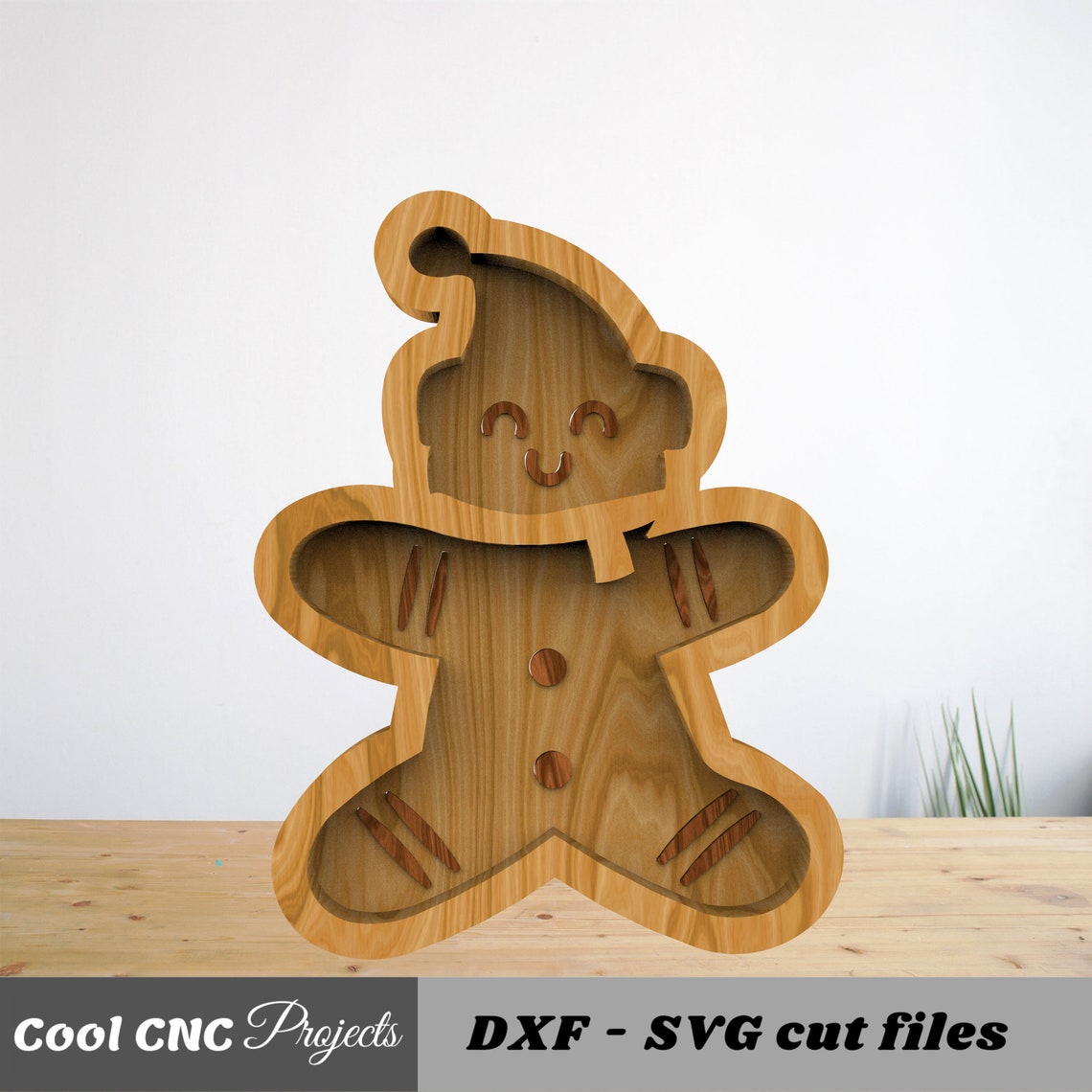 Gingerbread Man Tray for Christmas CNC Files for Wood dwg Cdr - Etsy