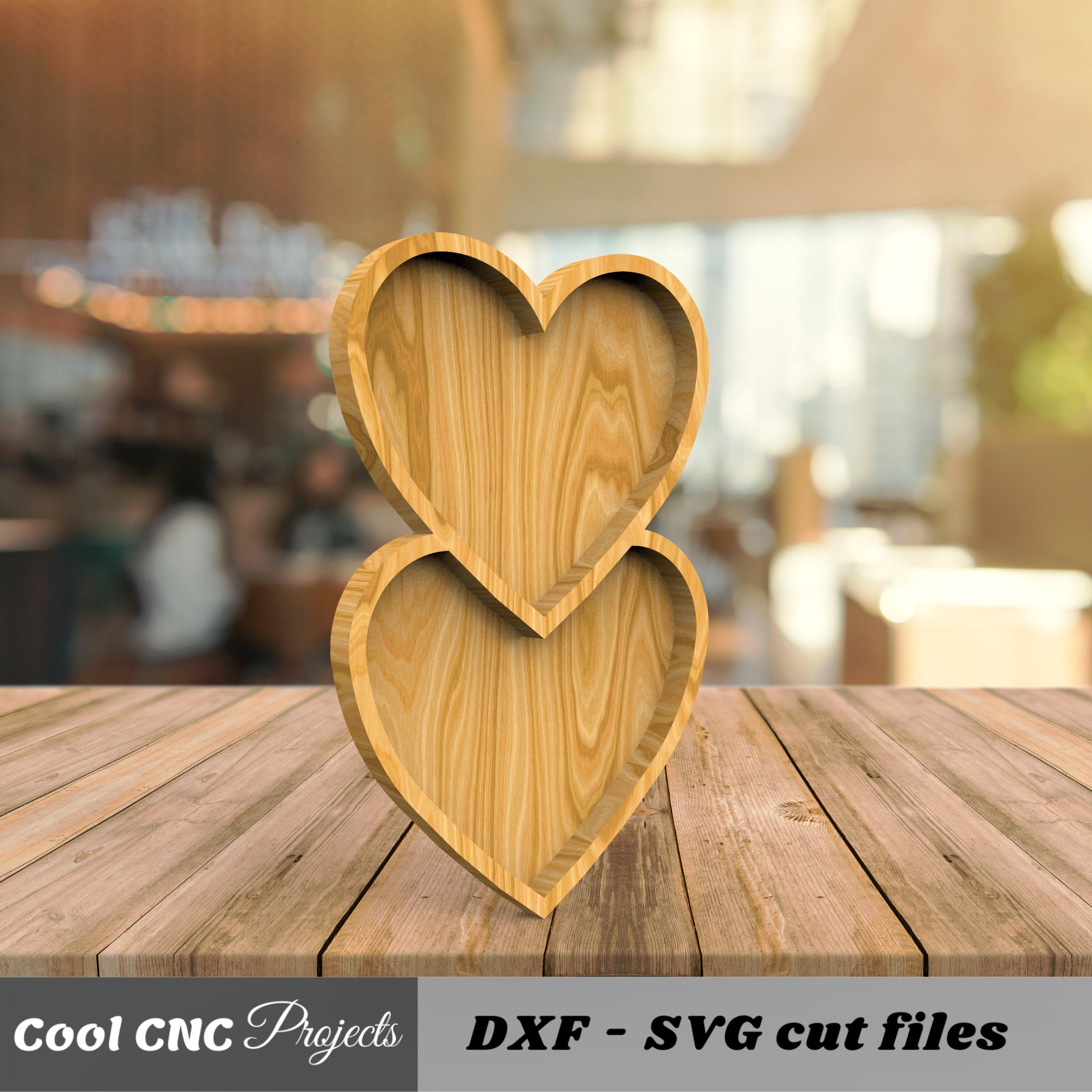 2 Hearts Valentines Gift CNC Files for Wood CNC File CNC - Etsy