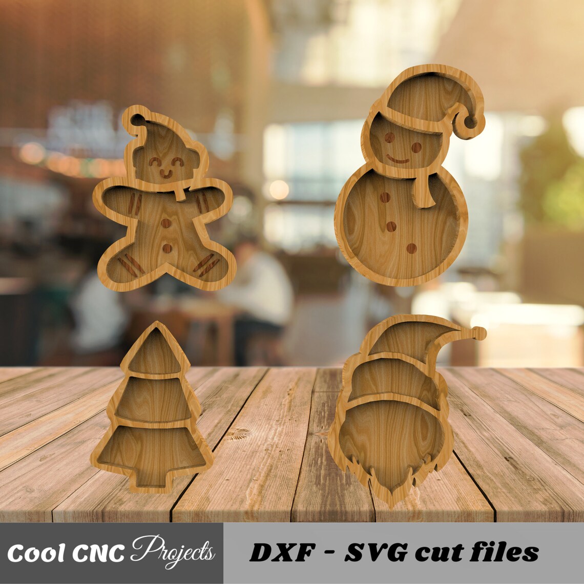 Christmas Tray CNC Files: Woodworking Project, 4 Designs (digital ...