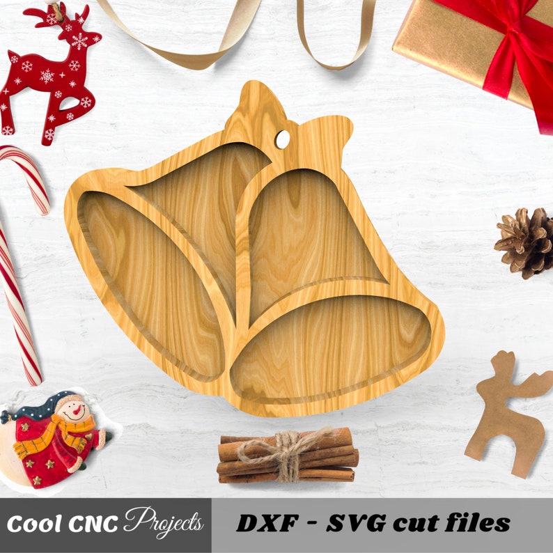 CNC File for Wood Christmas Bells Serving Plate dwg Cdr Dxf | Etsy
