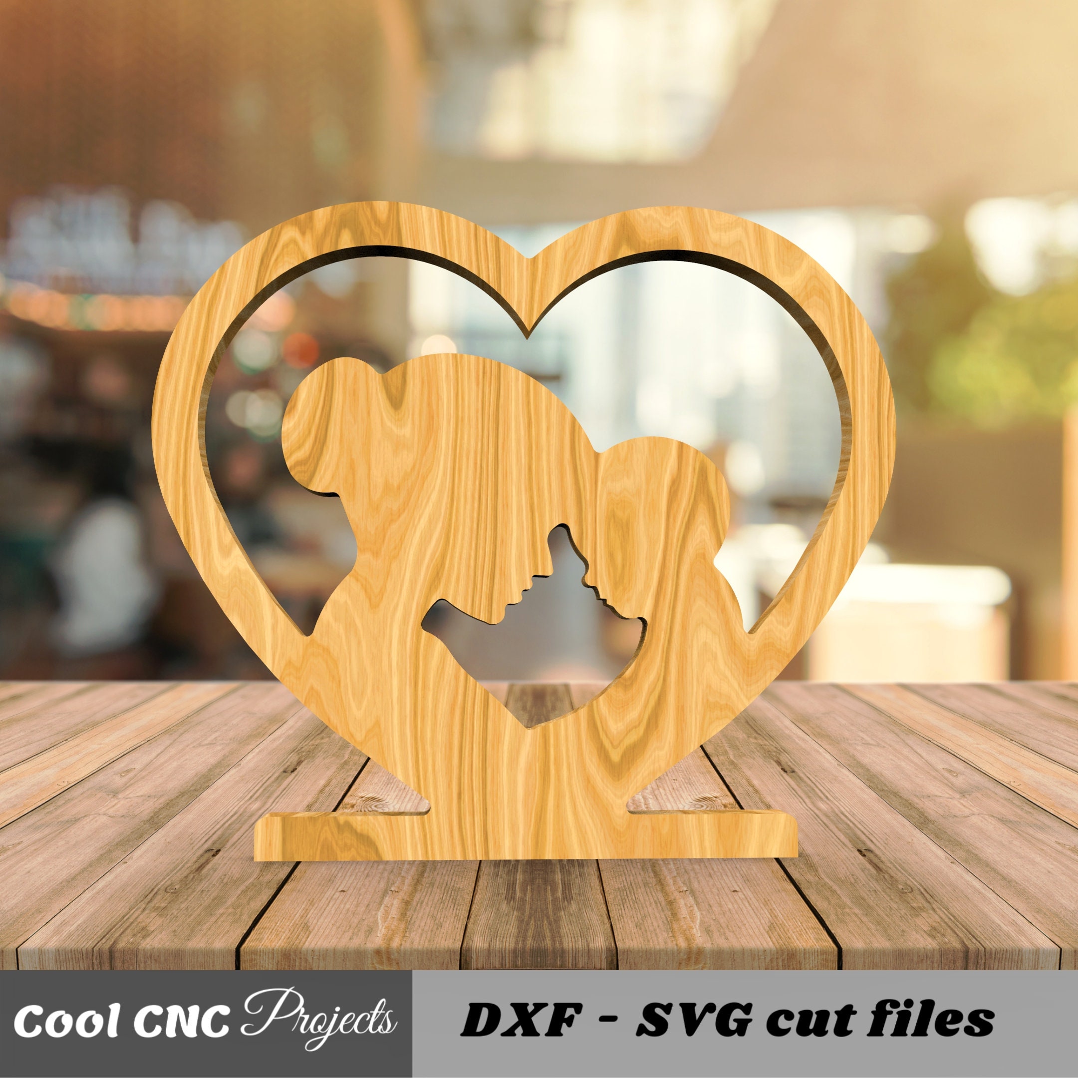 Heart Mother and Baby CNC File for Wood (svg, Dxf, Cdr) - Etsy