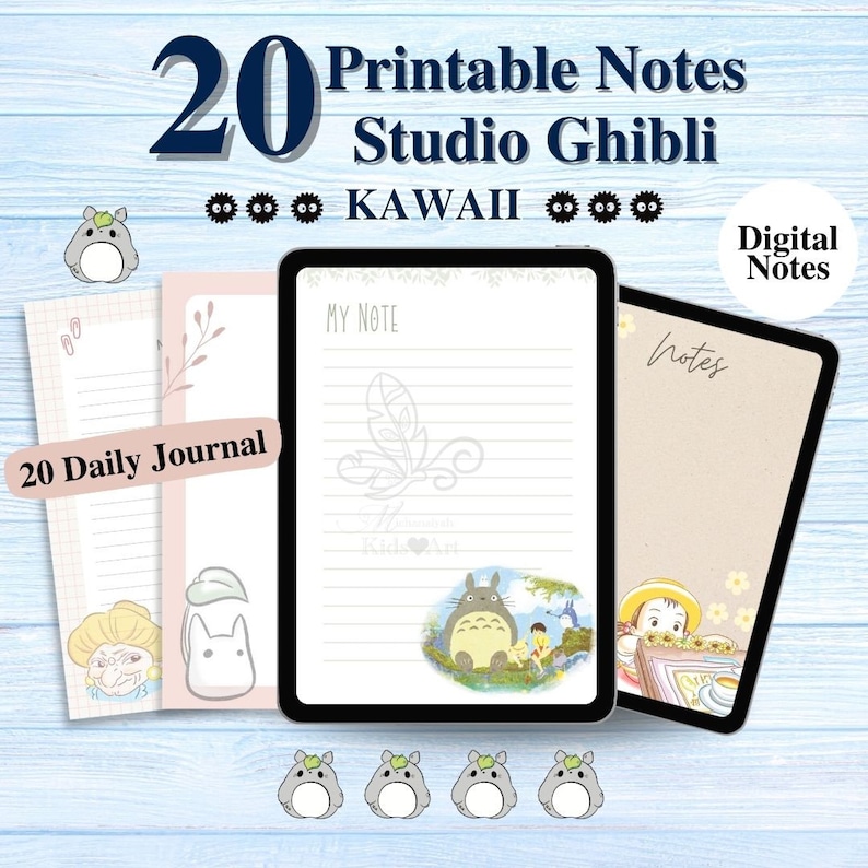 Studio Ghibli Notes: 20 Printable Kawaii Journal Pages (PDF & JPG) - Etsy