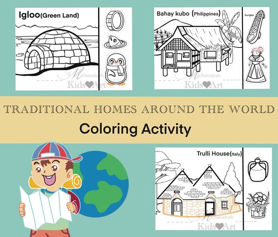 Homes Multicultural Coloring Pages