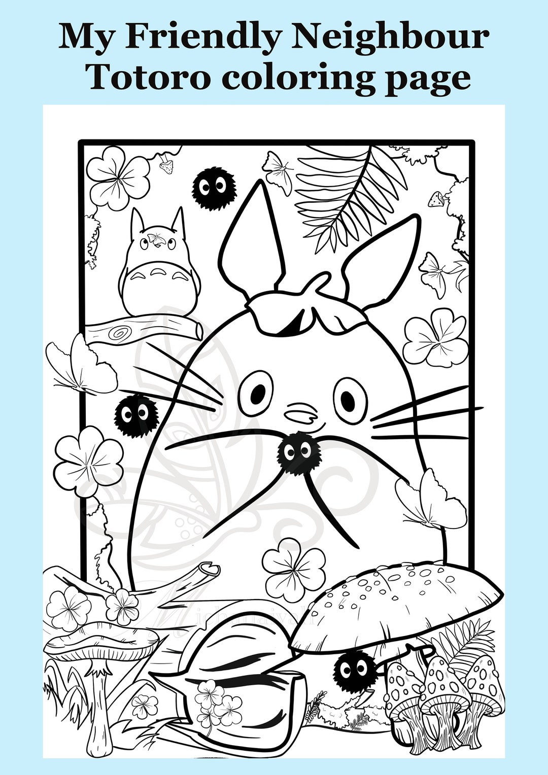 Studio Ghibli Colouring Page /totoro/digital Print/ / Kids and - Etsy