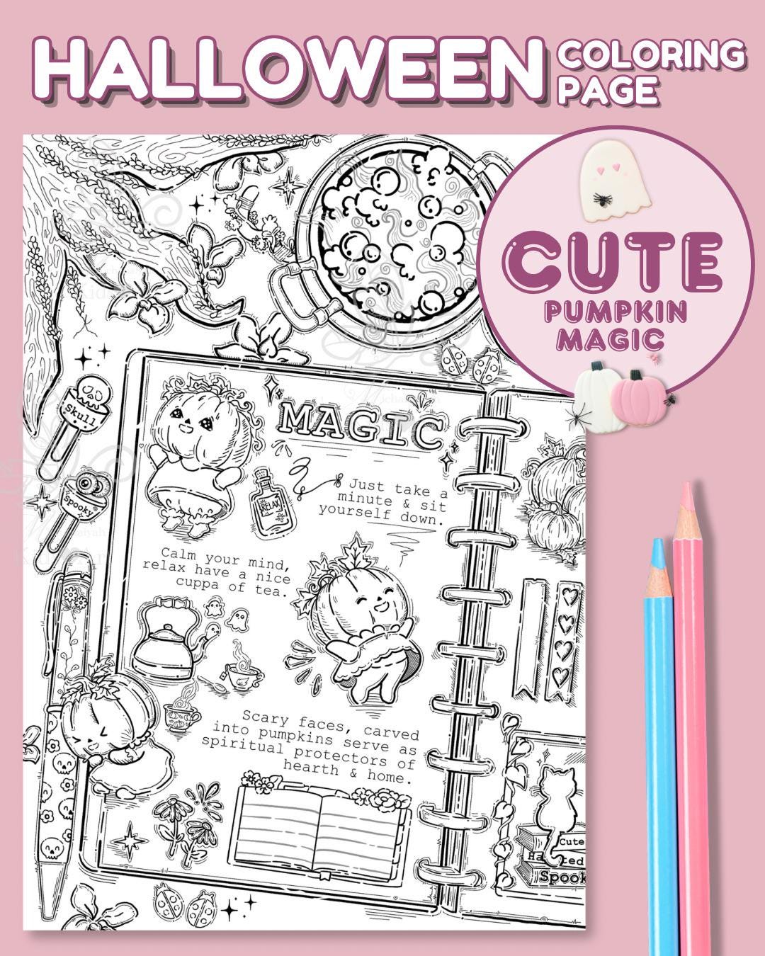 Cute Ghost Halloween Coloring Page, Fun Pumpkin Designs for Kids ...