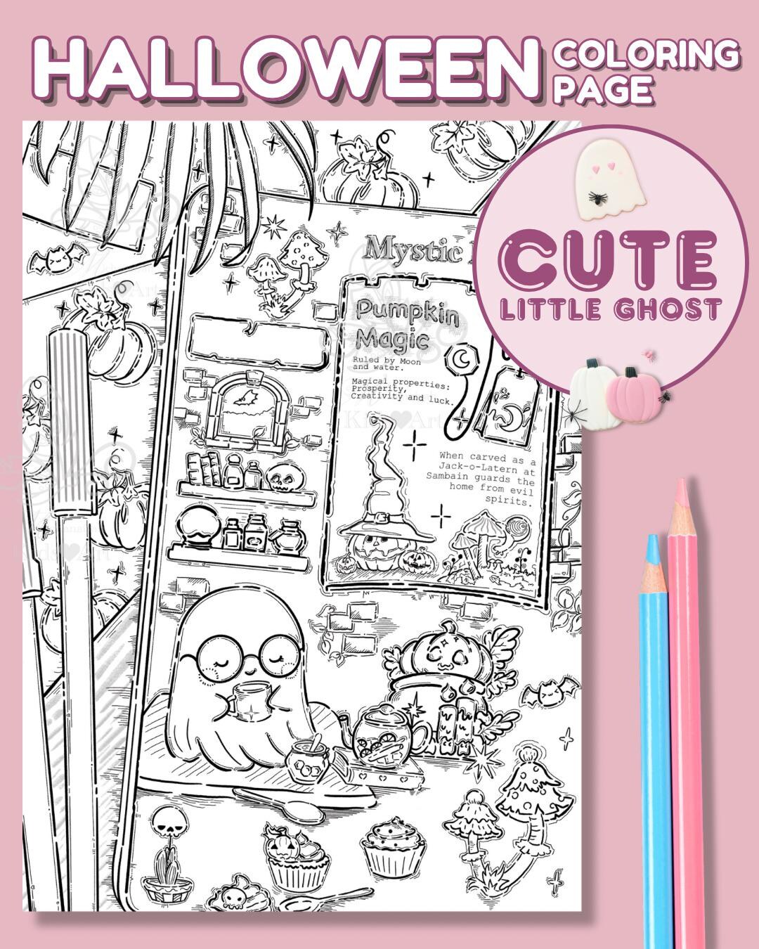 Cute Halloween Colouring Page, Fun Pumpkin Designs for Kids & Adults ...