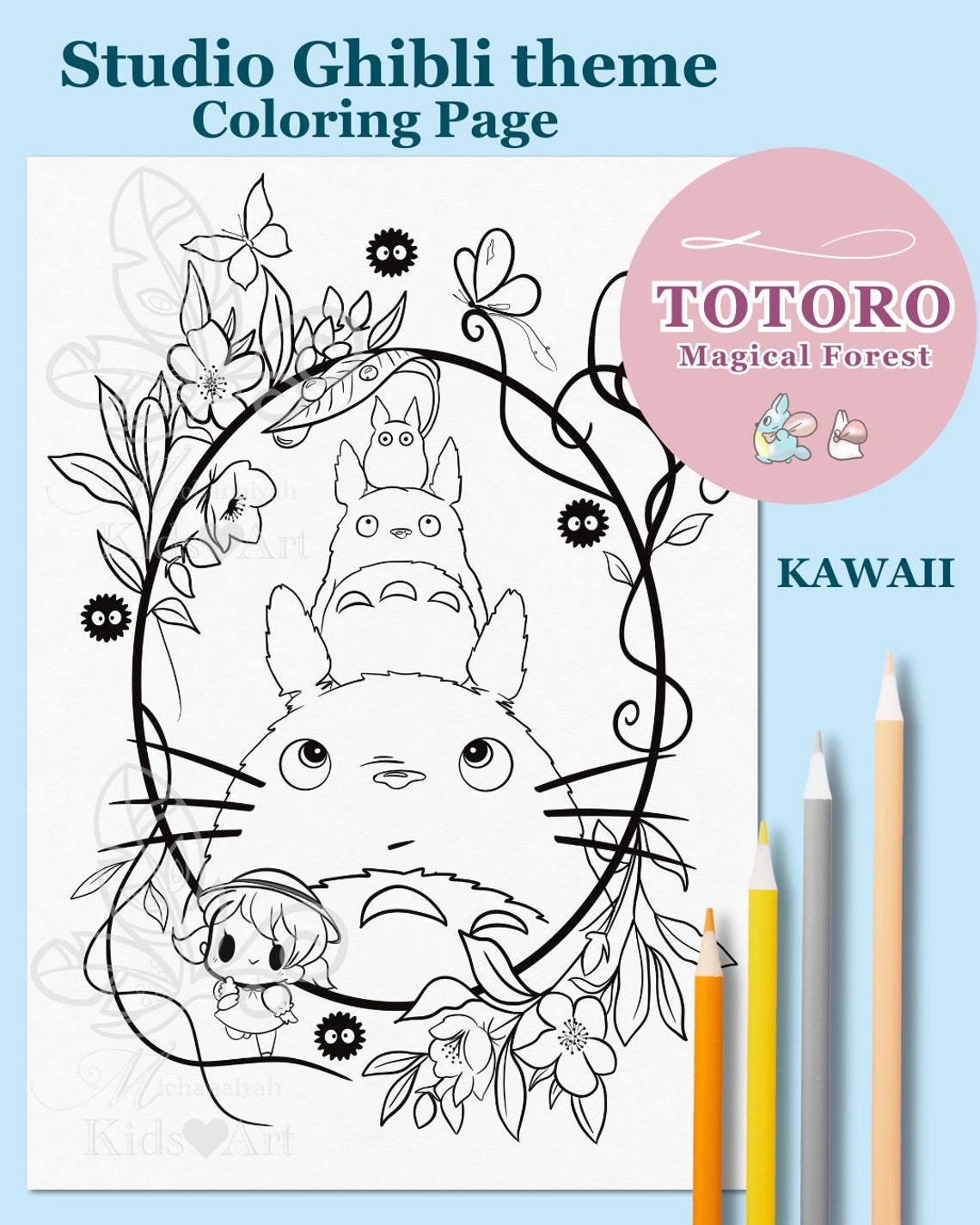 Studio Ghibli Coloring Page, Totoro, Relaxing & Creative,kawaii ...