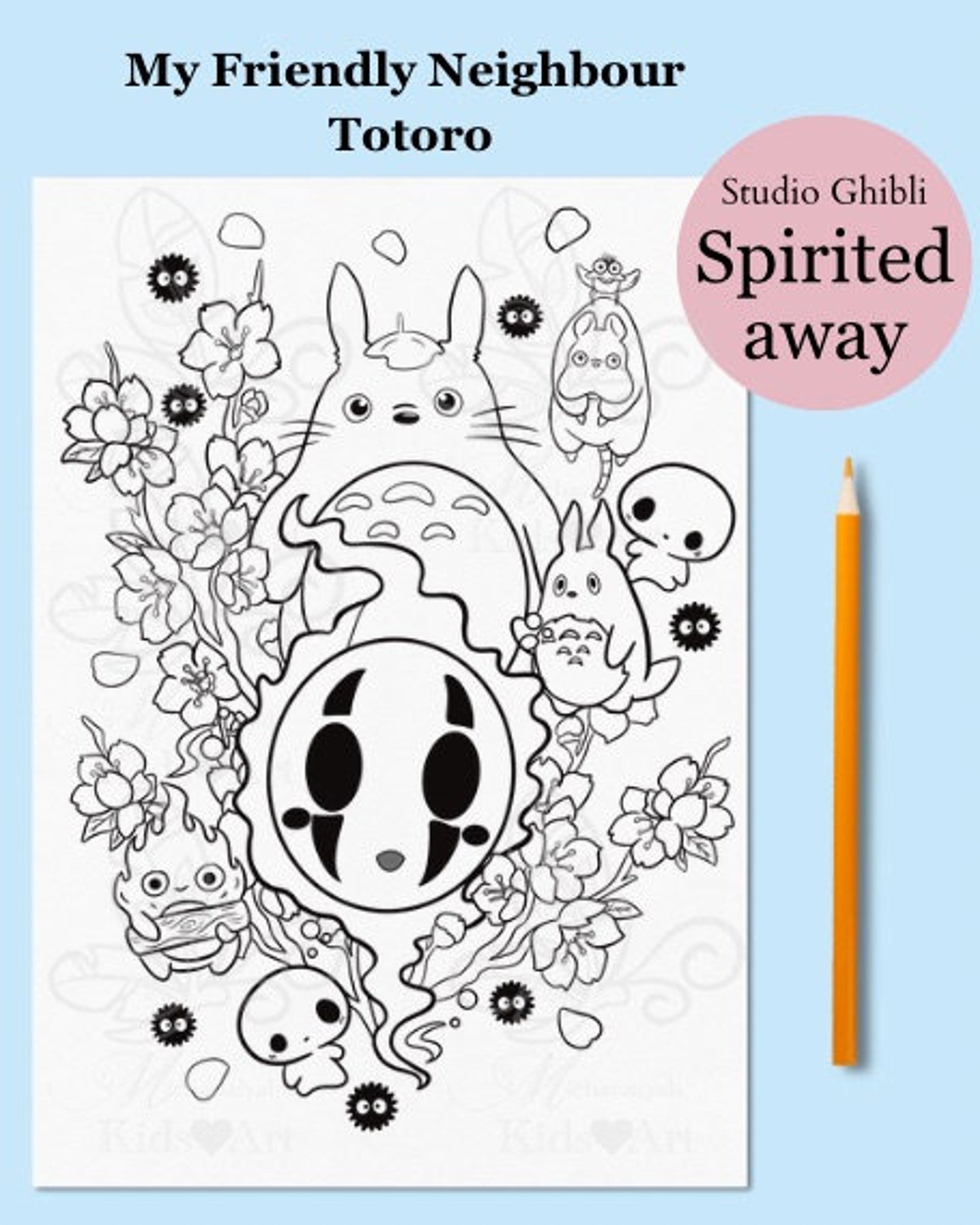 Studio Ghibli Coloring Page Totoro Relaxing Activity Digital Download ...