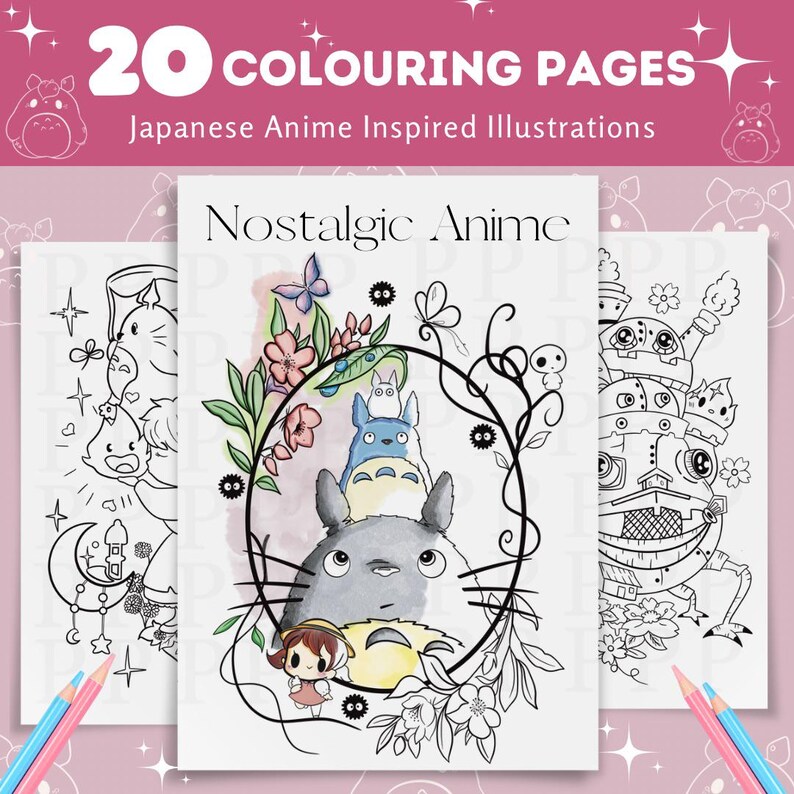 20 Nostalgic Anime Colouring Page, Bundle, Relaxing & Creative ...