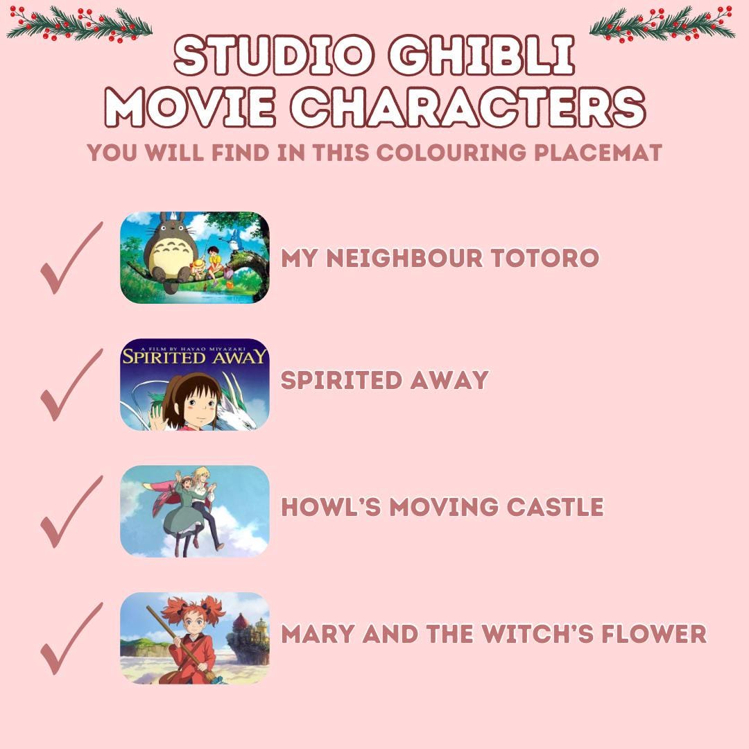 10 Unique Studio Ghibli Christmas Coloring Placemat! Printable Kids ...