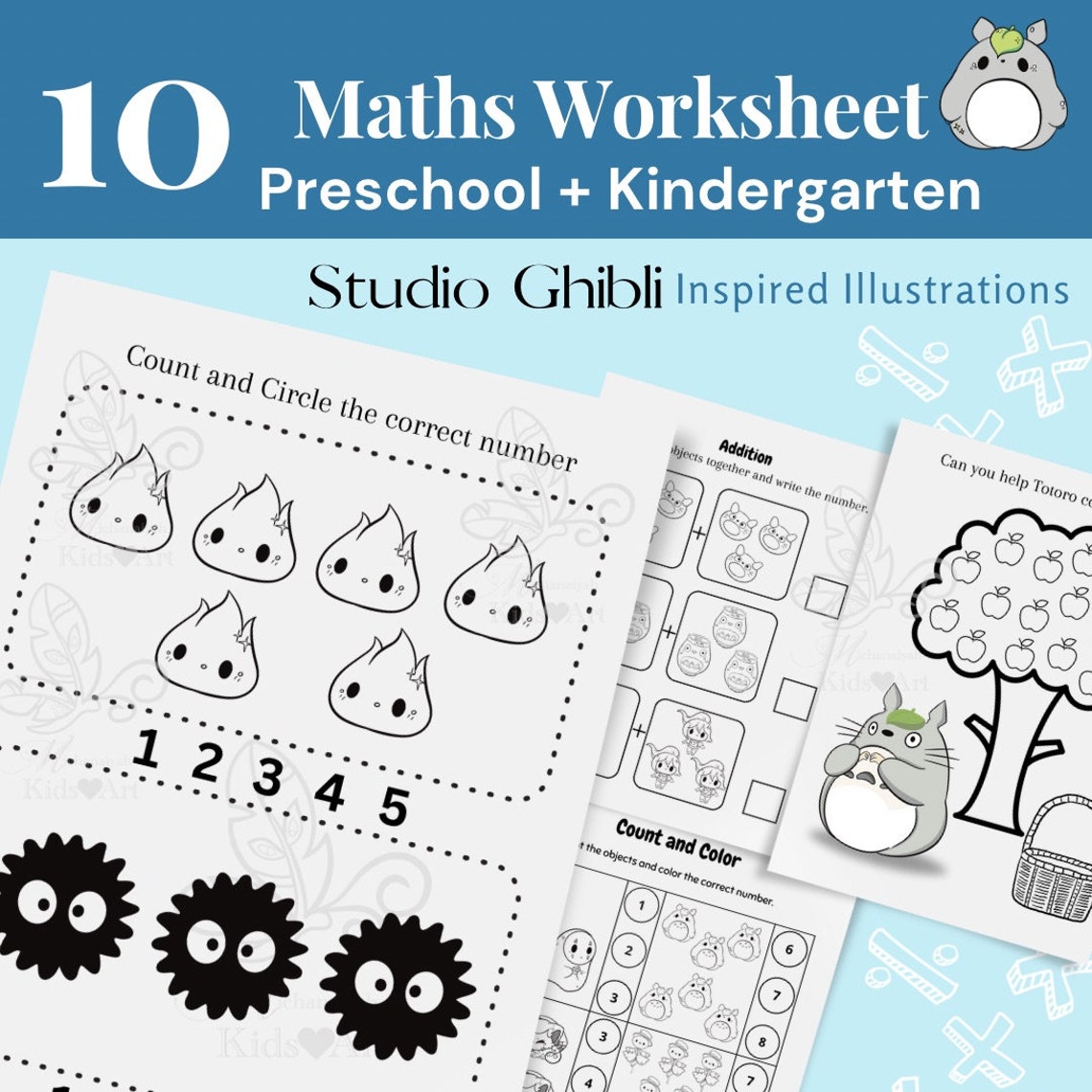 Math Worksheet, Special Studio Ghibli Theme, Addition, Pattern ...