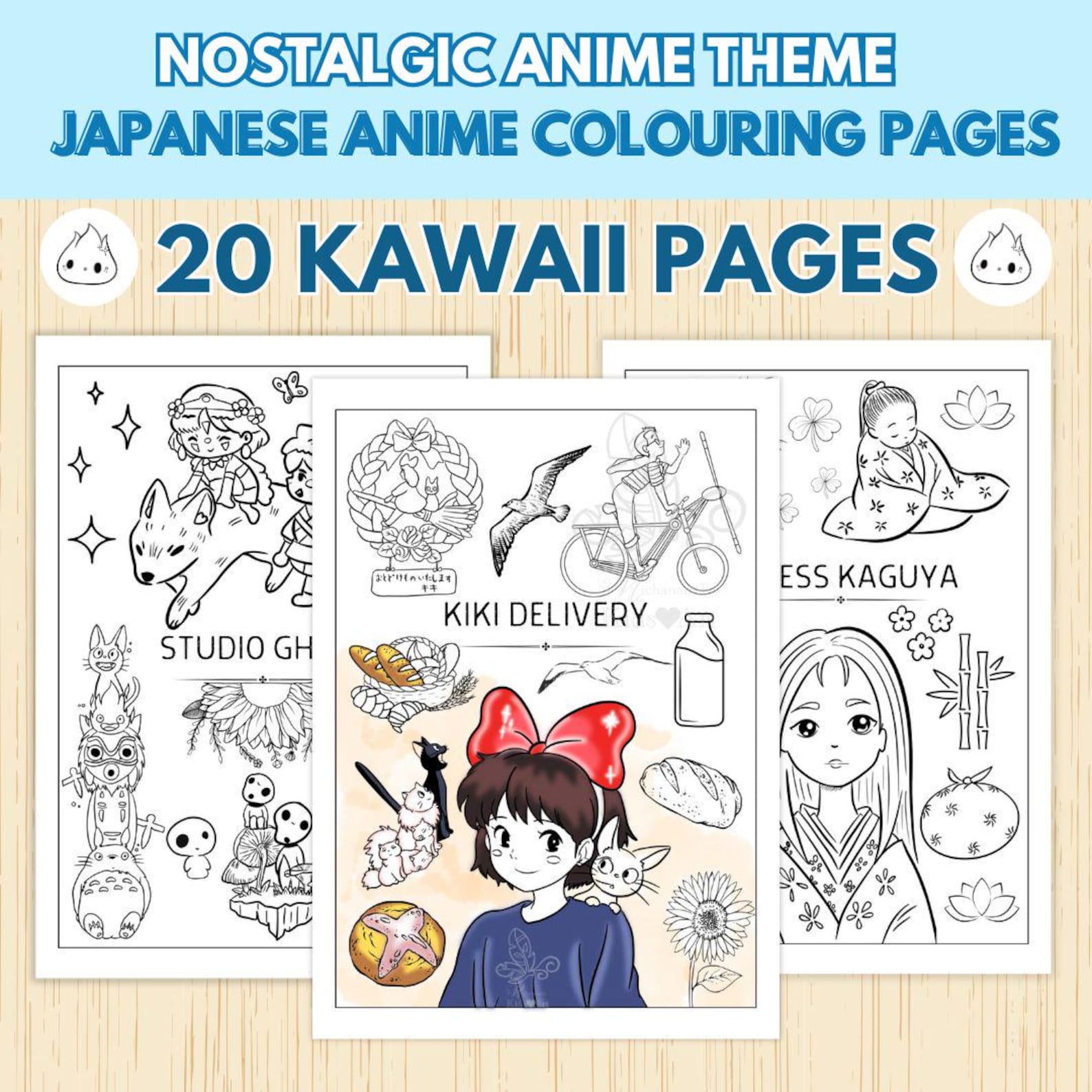 20 Nostalgic Anime Coloring Pages: Japanese Fantasy Kawaii Art ...