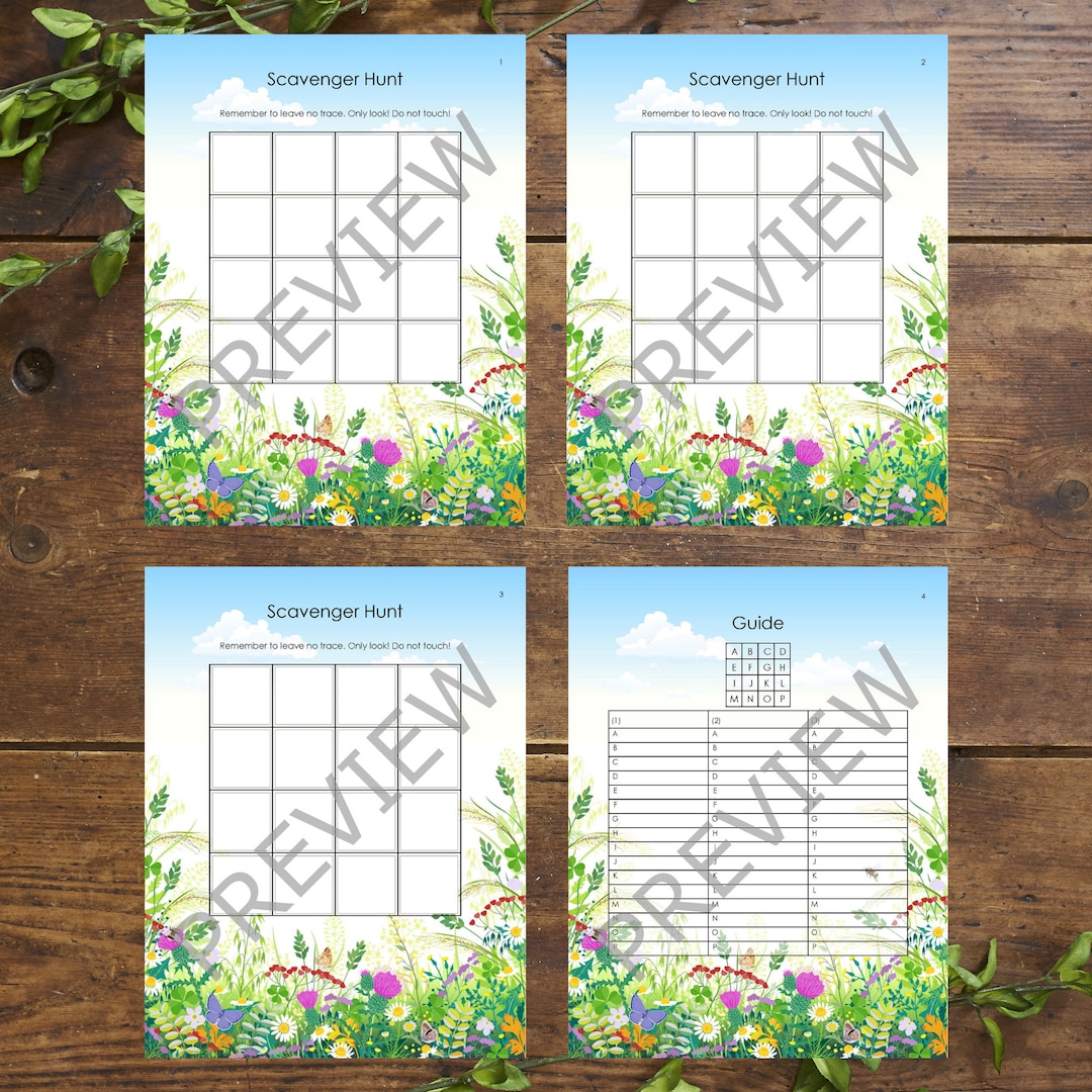 Outdoor or Nature Scavenger Hunt Template | Instant Download - Etsy