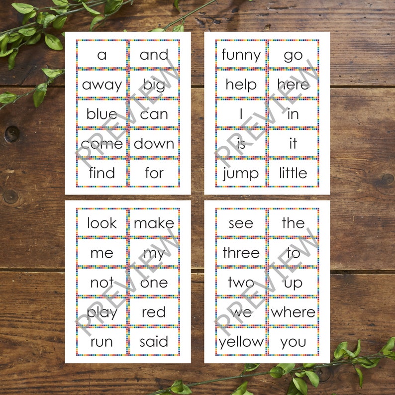Dolch Sight Words Rainbow Flashcards - Pre-k - Etsy