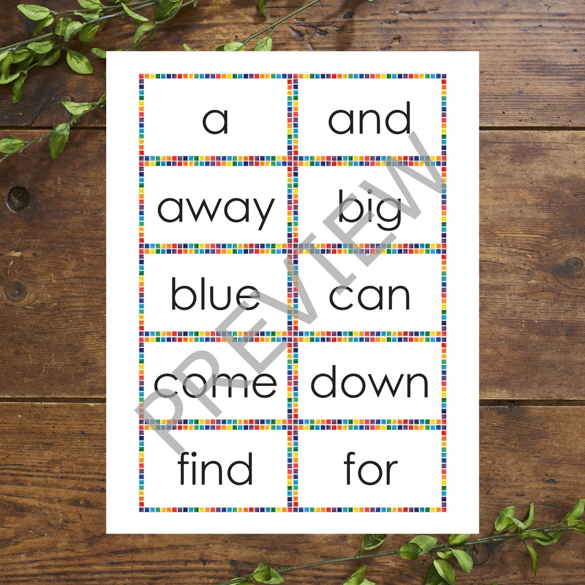 Dolch Sight Words Rainbow Flashcards Pre-k - Etsy