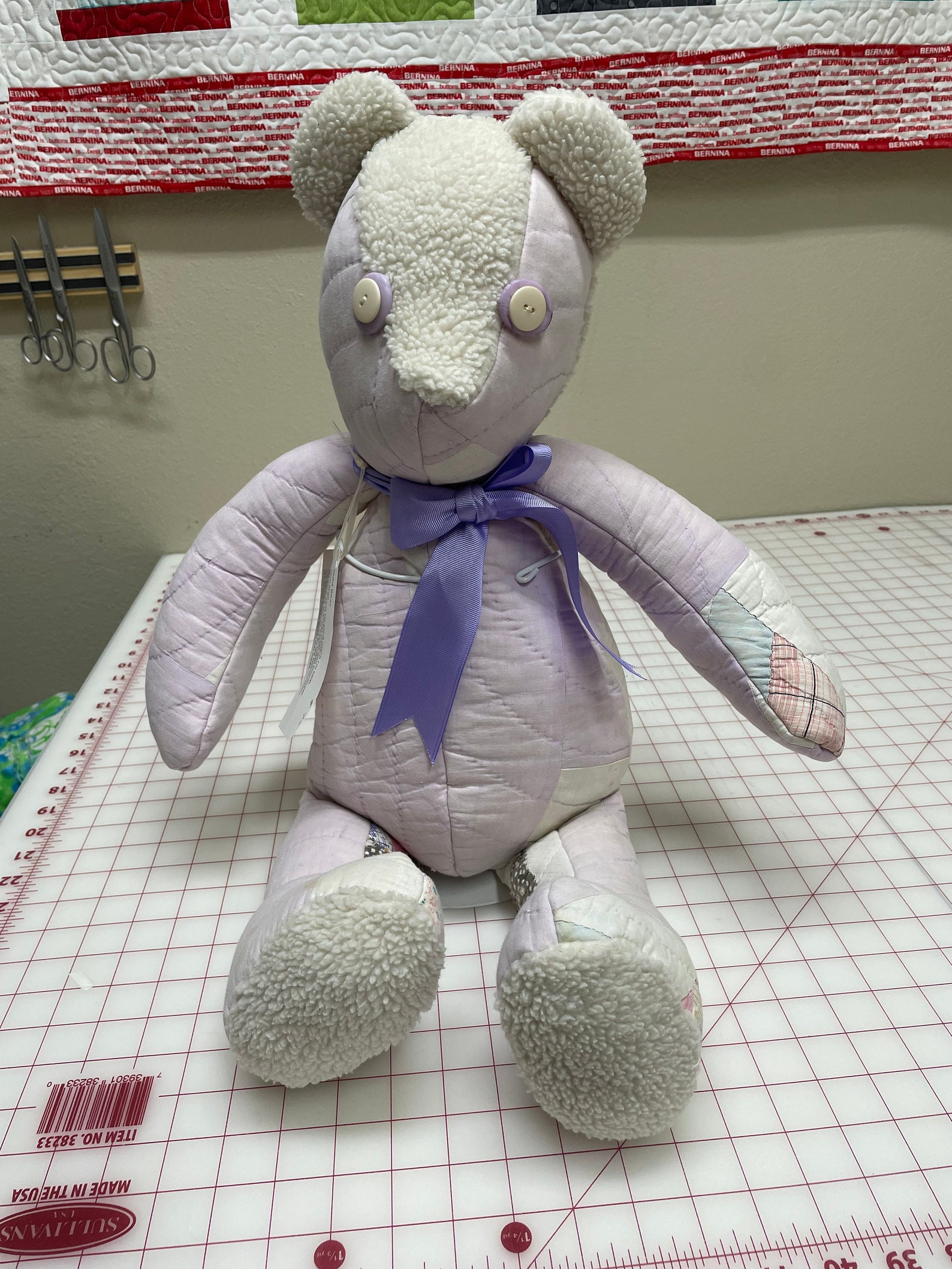 Quilted Teddy Bear: Upcycled Vintage Patchwork Quilt, Sherpa Trim - Etsy