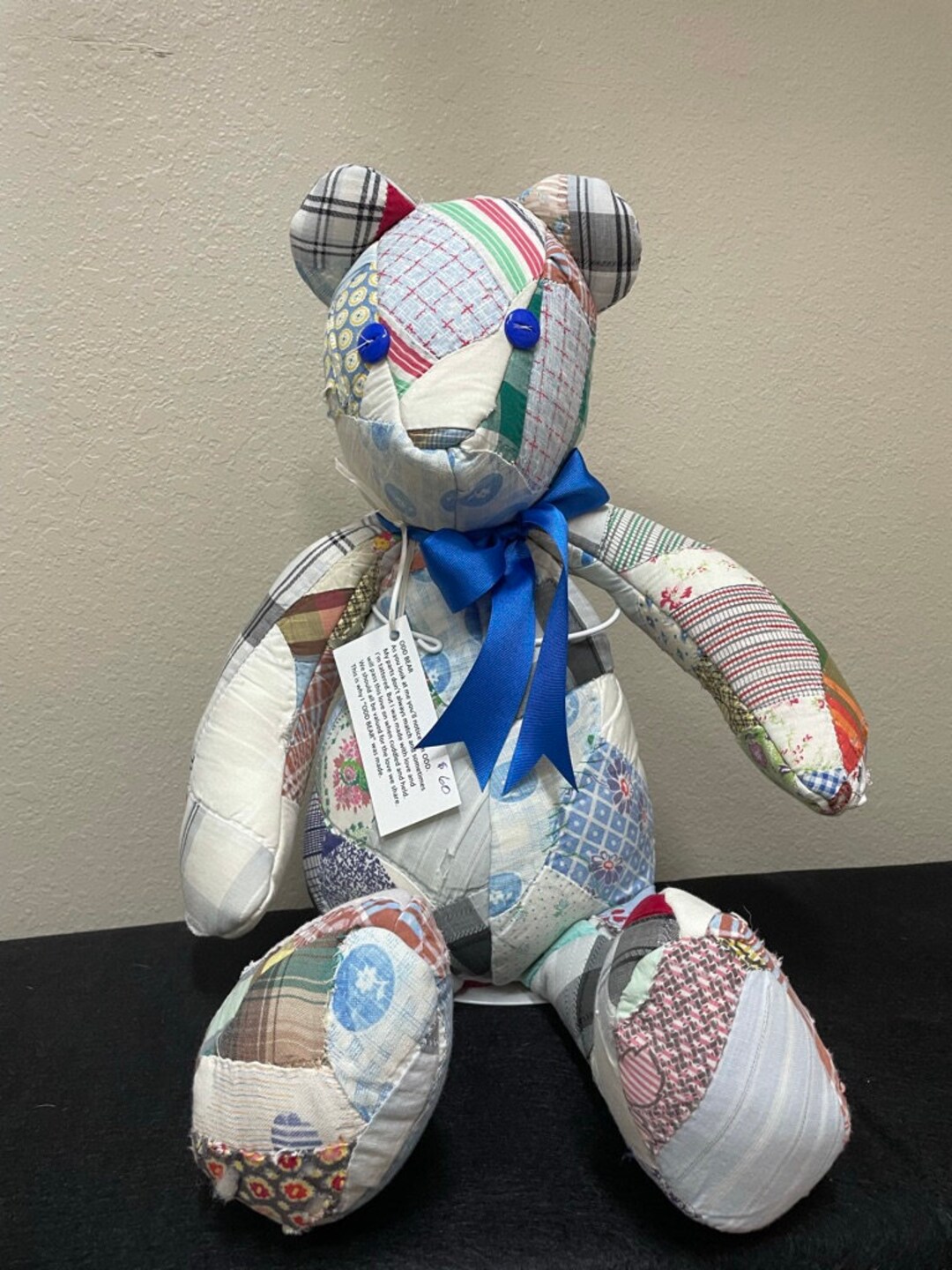 Stuffed odd Bear From Vintage Quilt, Soft Teddy Bear Toy, Distressed ...