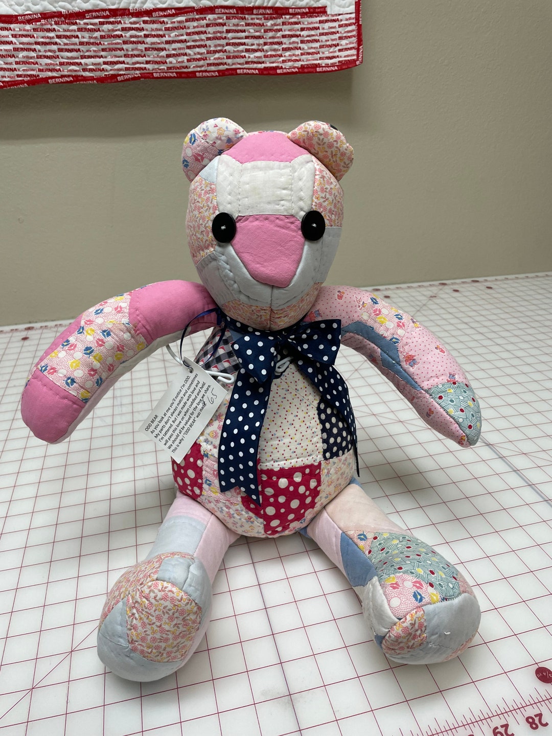 Stuffed Quilted odd Bear From Vintage Quilt, Soft Teddy Bear Toy ...