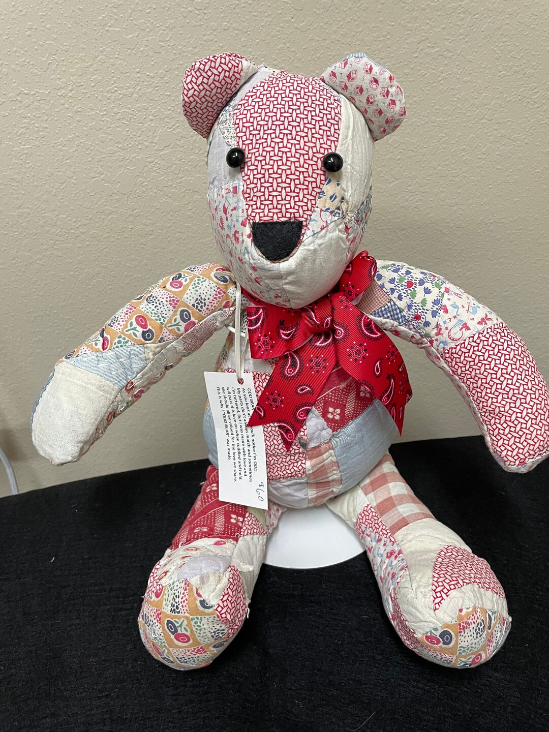 Vintage Quilted Stuffed Bear: Handmade Patchwork Teddy From 1950s Quilt ...