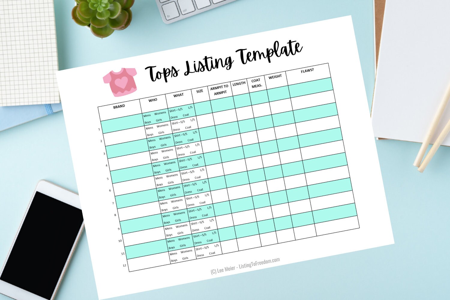 Printable Listing Templates for Resellers Sellers on Ebay, Poshmark ...