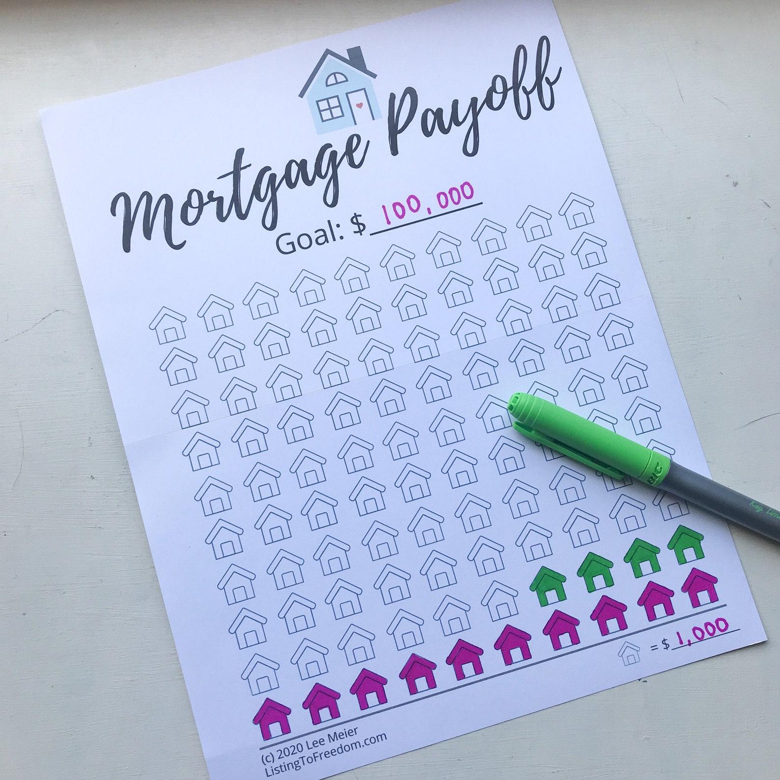 Progress Tracker Charts for Mortgage Payoff, House Savings, and Down ...