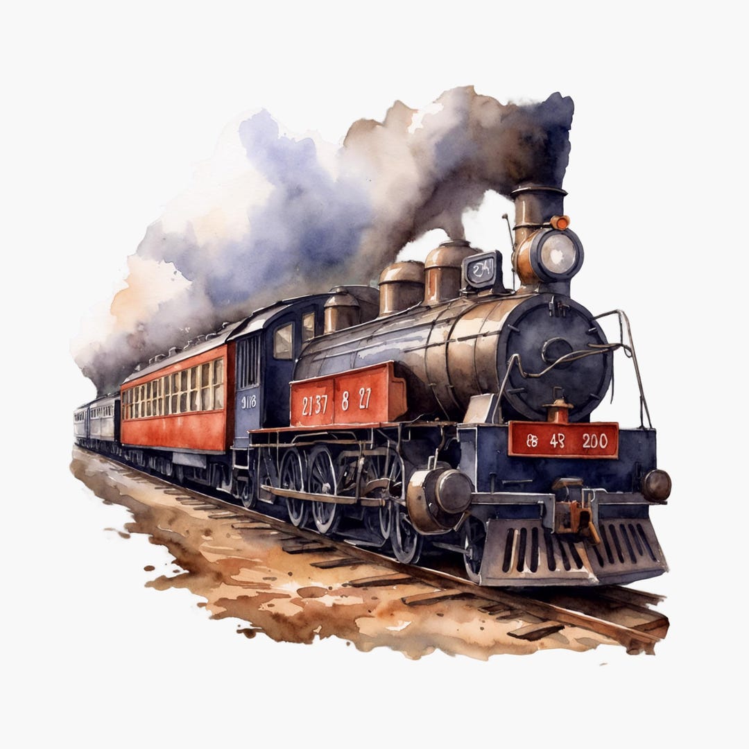 Watercolor Train Clipart Set, Storybook Animal Train, Kids Nursery ...