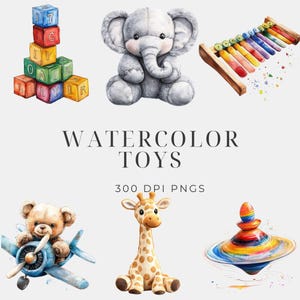 Watercolor Baby Toys Clipart, Digital Watercolor Baby Blocks Clipart ...