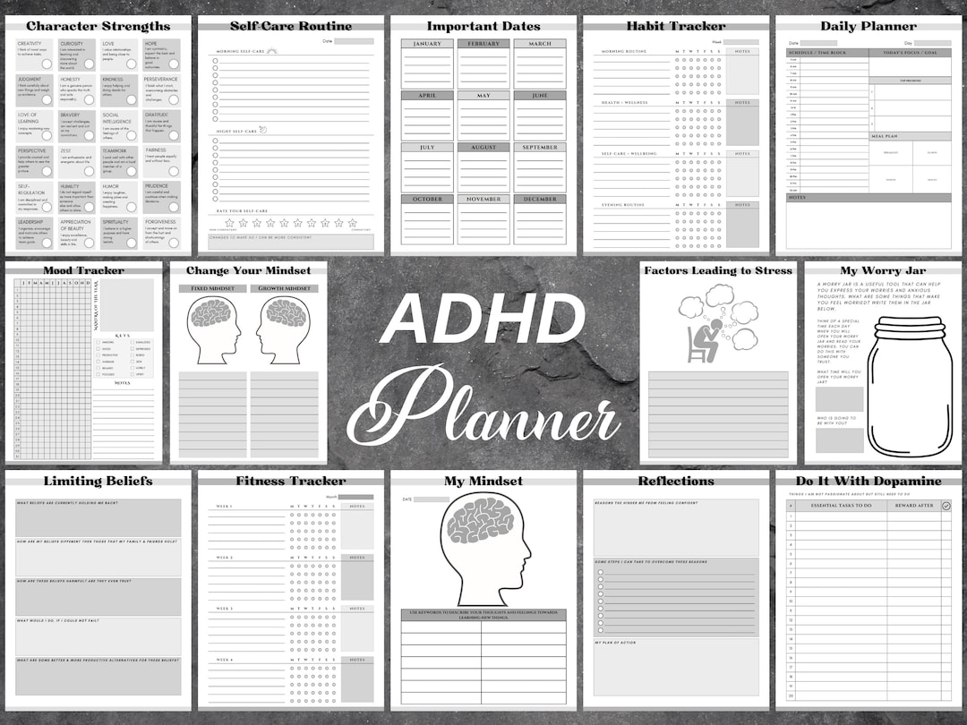 ADHD Planner - Printable Adult ADHD Journal, Organizer, Digital ADHD ...