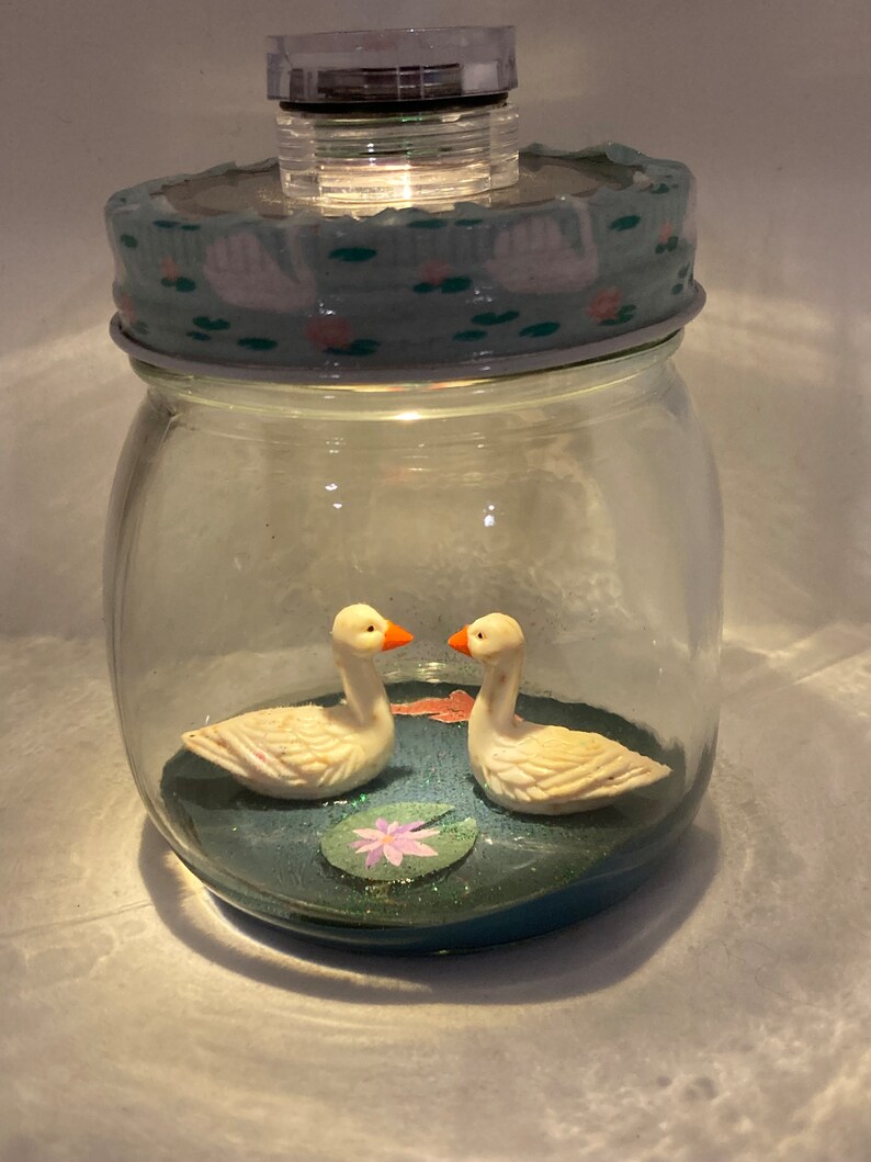 Mason Jar Night Light “swan Lake” - Etsy