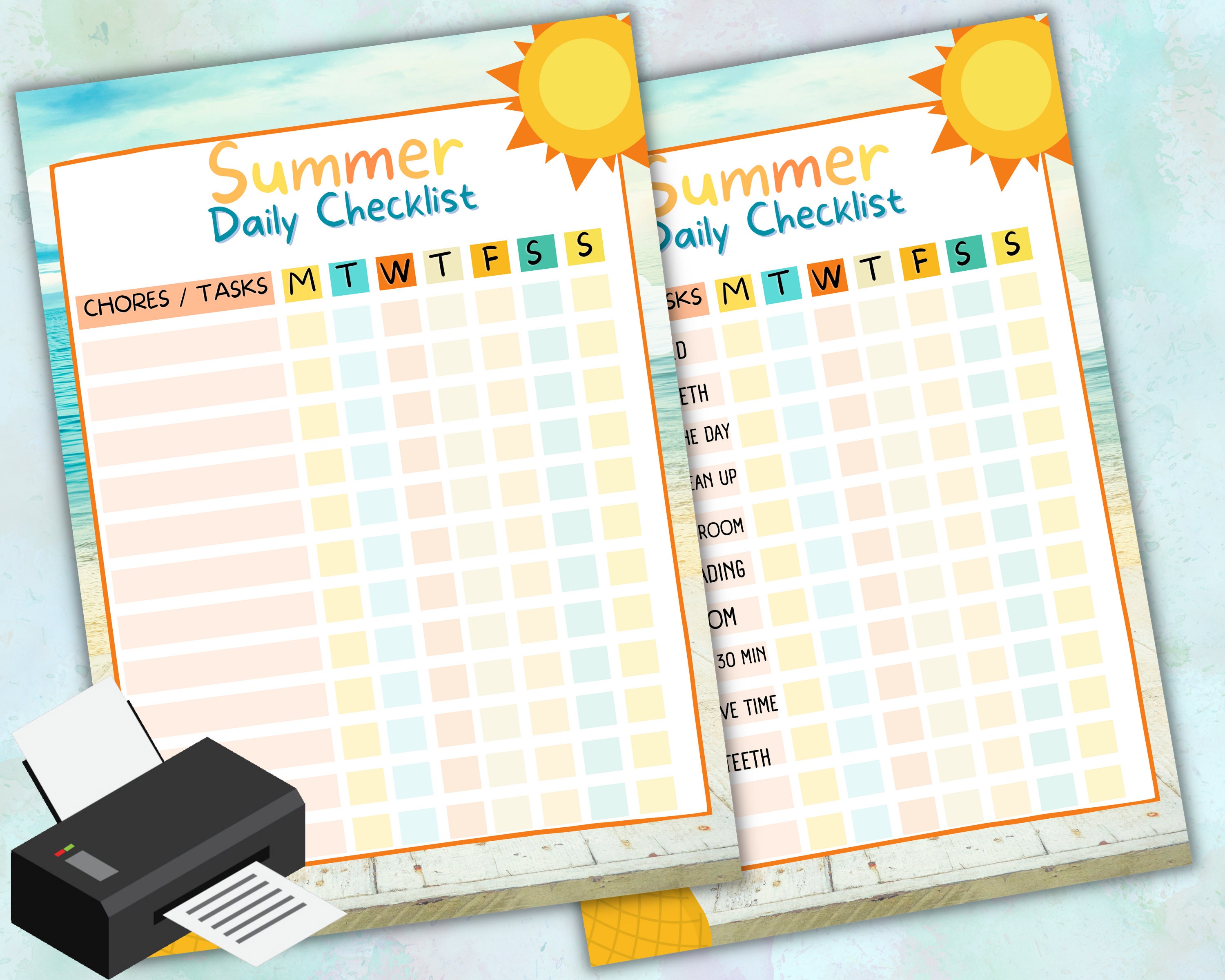 Printable Summer Daily Checklist | Summer Rules | Summer Routine ...