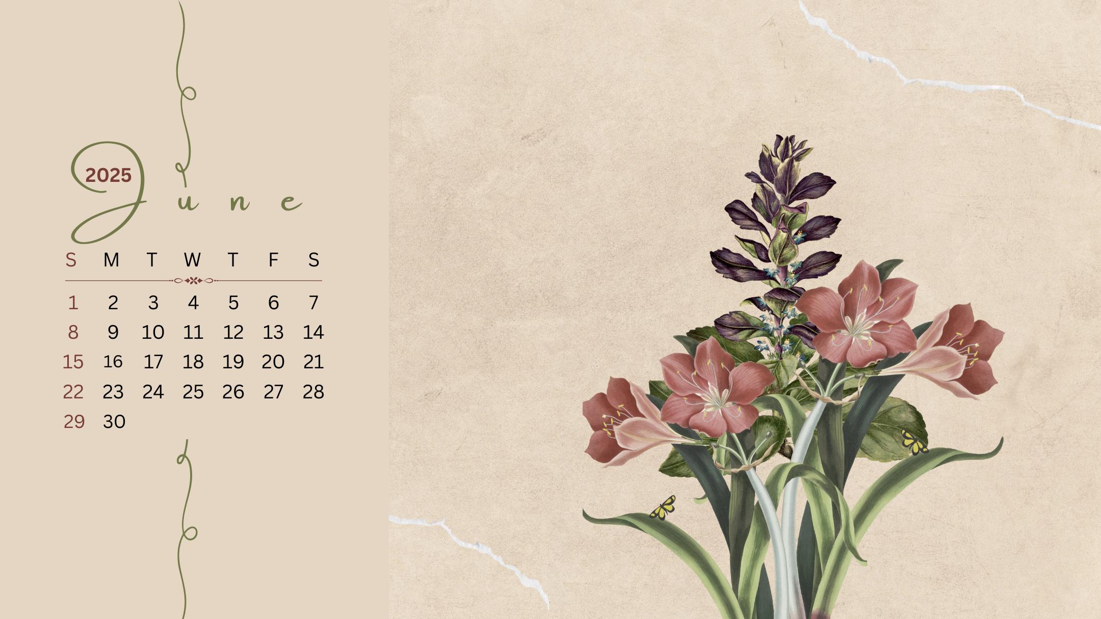 2025 Wallpaper Organizer | Floral Patterned Desktop | Desktop Calendar ...