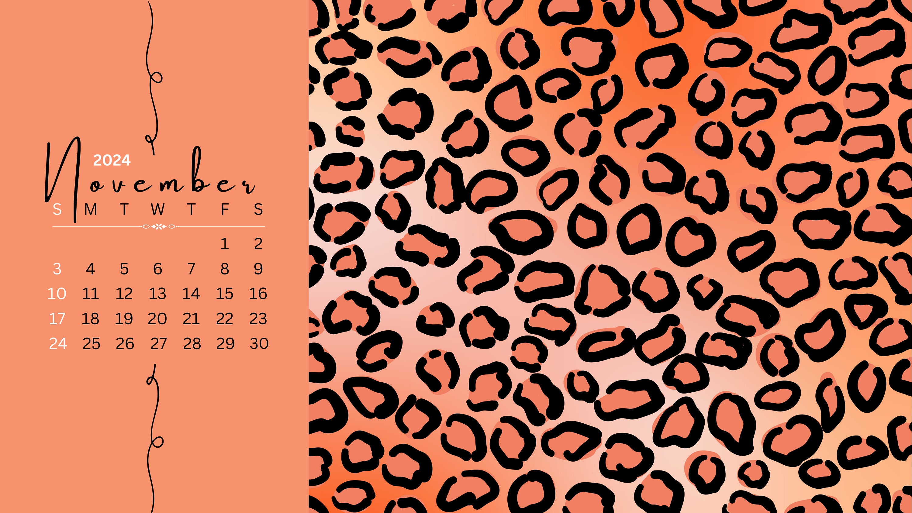 2024 Calendar Leopard Background Desktop Wallpaper Organizer - Etsy