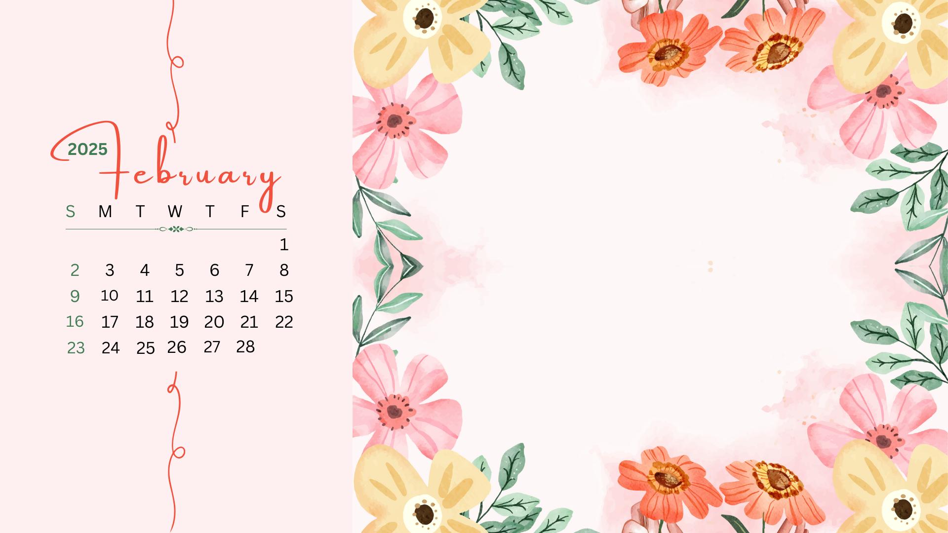 Flowers Desktop Wallpaper Calendar