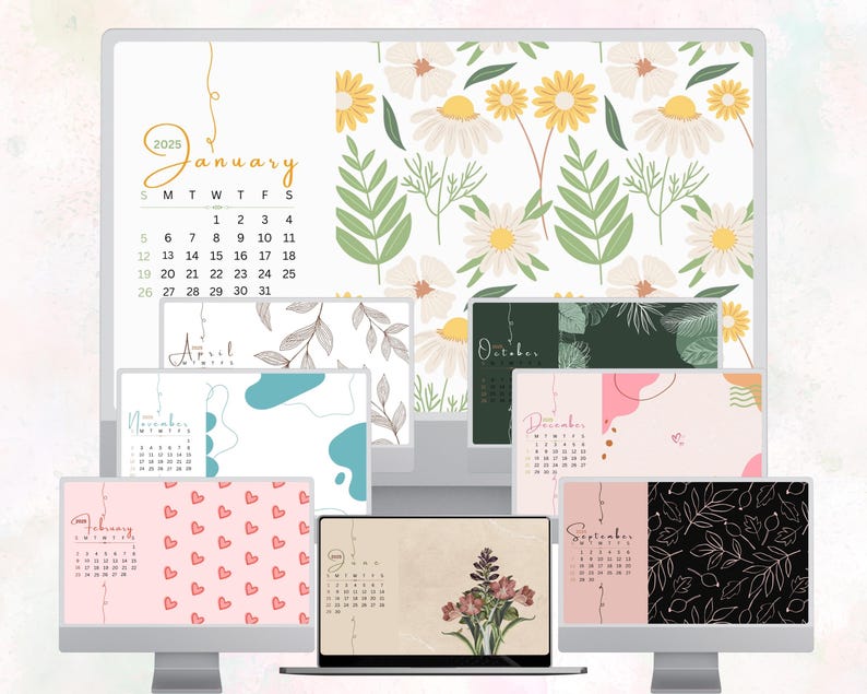 2026 Floral Wallpaper Calendar - Desktop, Laptop and MacBook Background ...