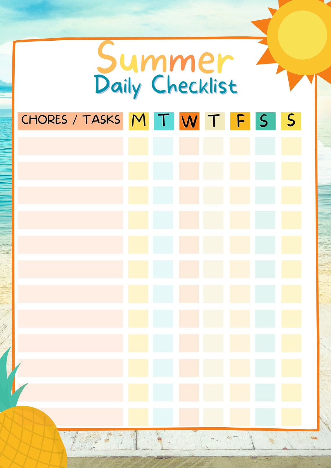 Printable Summer Daily Checklist | Summer Rules | Summer Routine ...