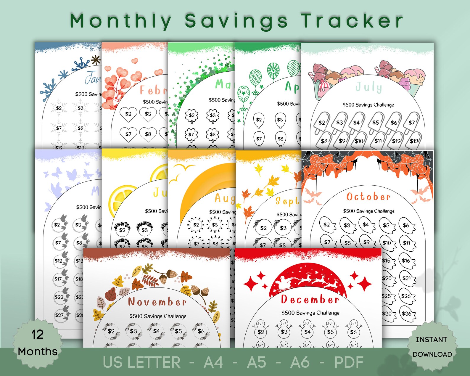 Monthly Savings Tracker & Printable Budget : Save Money and Reach Your ...