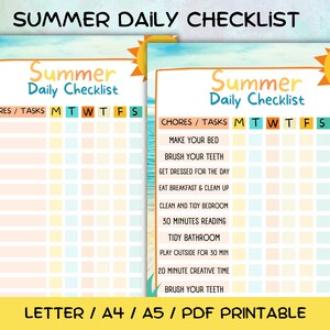 Printable Summer Daily Checklist | Summer Rules | Summer Routine ...