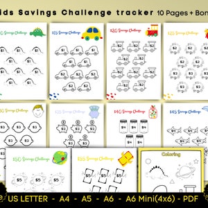 Kids Savings Challenge Tracker, Savings Tracker Printable, Savings Goal ...