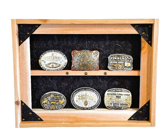 DisplayGifts Solid Wood Display Case Wall Cabinet Shadow Box For Belt ...