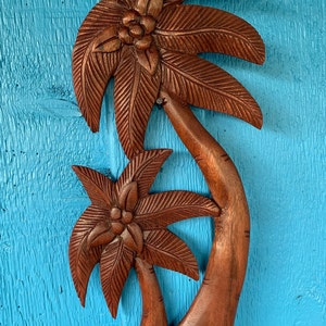 Wooden Palm Tree Wall Plaques, Set of 2, Tropical Decor, 16x 7 Inches ...