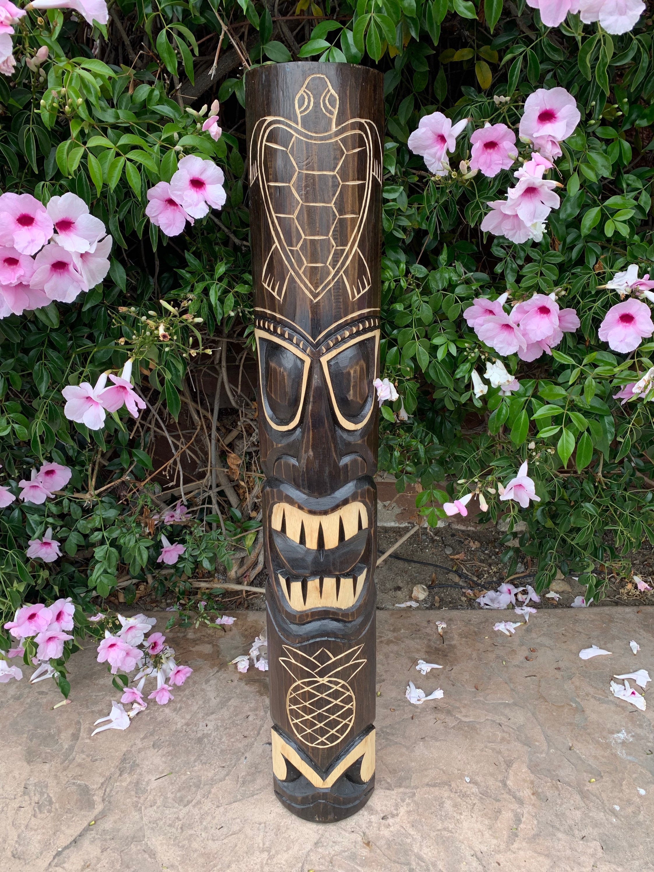 Hand Carved Polynesian Tiki Totem Pole 39x 6in | Etsy